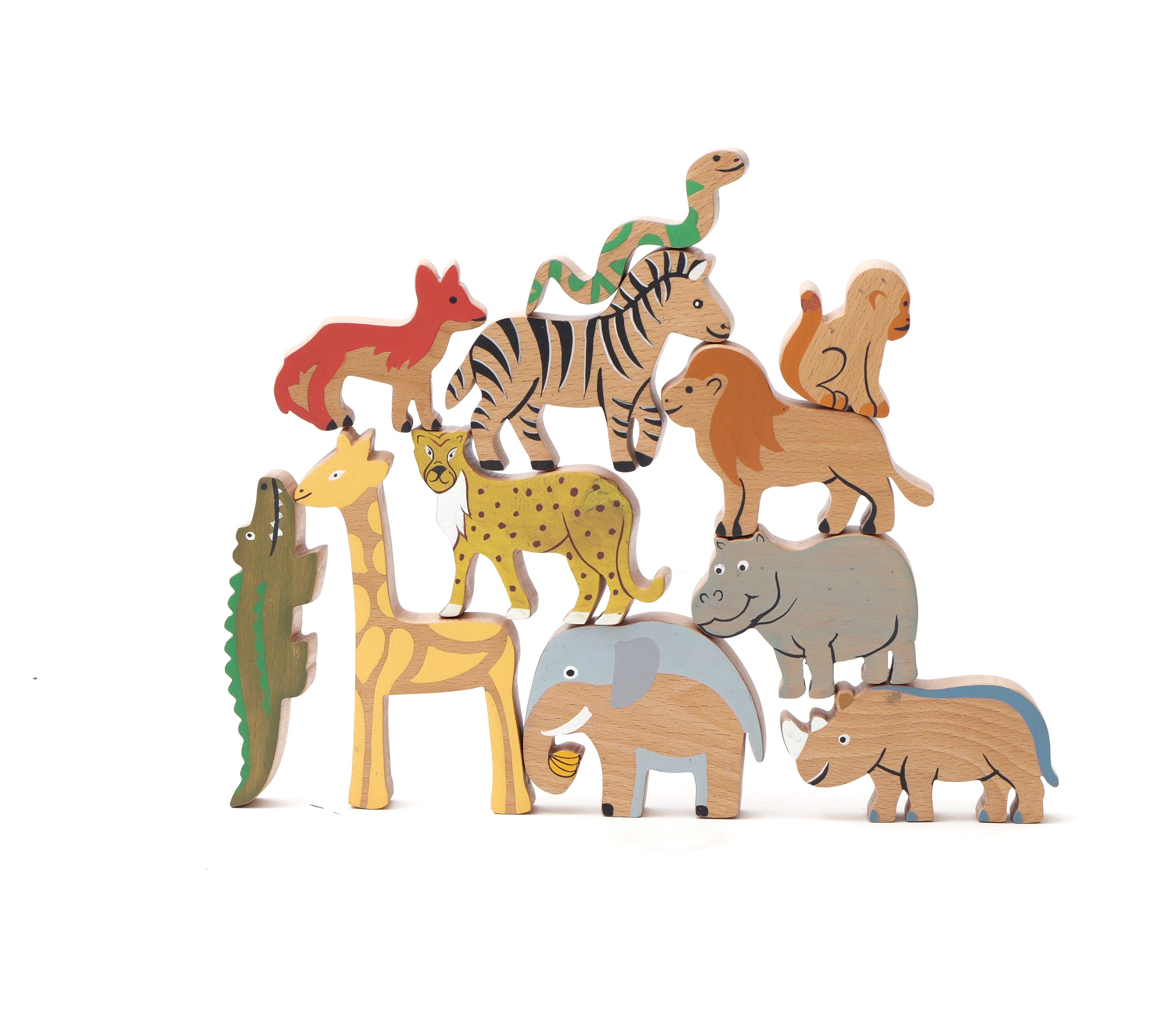 First Jungle Friends – Wooden Animal Stacking & Balancing Toy – Wood-O-Kidz